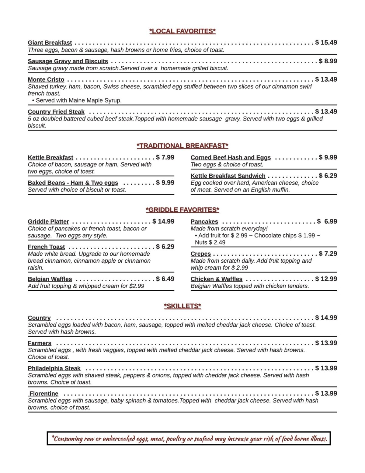 Menu | Kopper Kettle