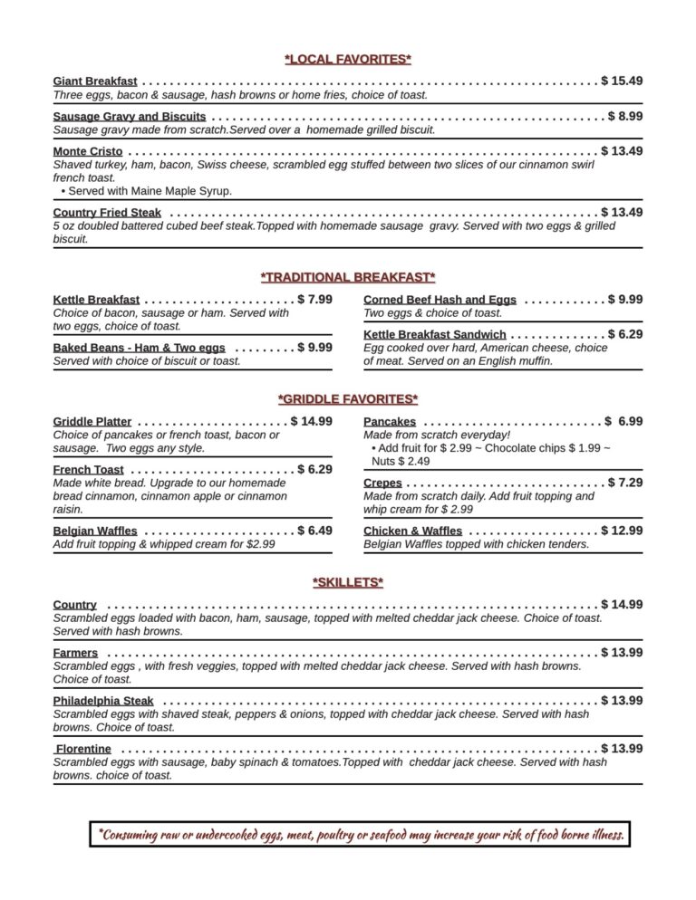 Menu | Kopper Kettle