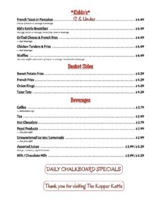 Menu | Kopper Kettle